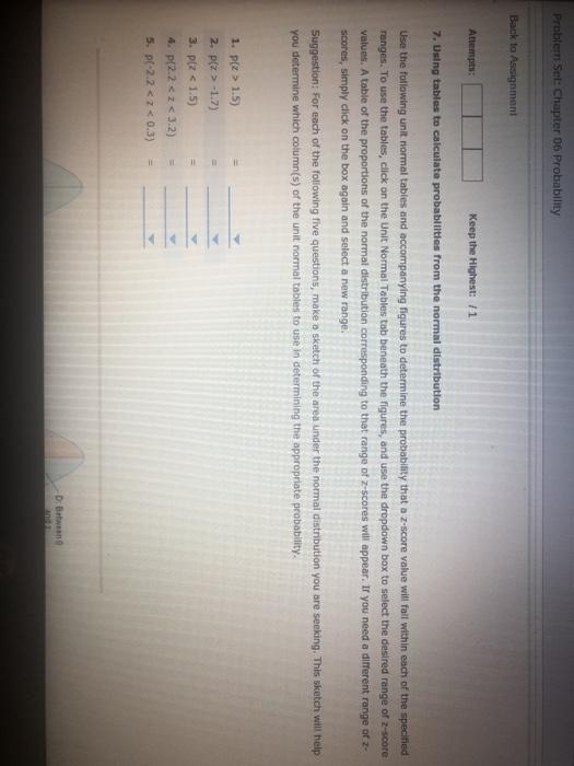 Solved Problem Set: Chapter 06 Probability Back to | Chegg.com