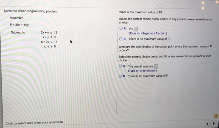 Solved Solve the linear programming problem. Maximize P = | Chegg.com