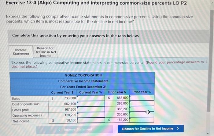 Solved Exercise 13-4 (Algo) Computing and interpreting | Chegg.com