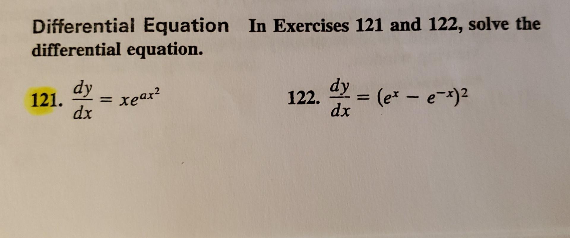 Solved Differential Equation In Exercises 121 and 122, solve | Chegg.com