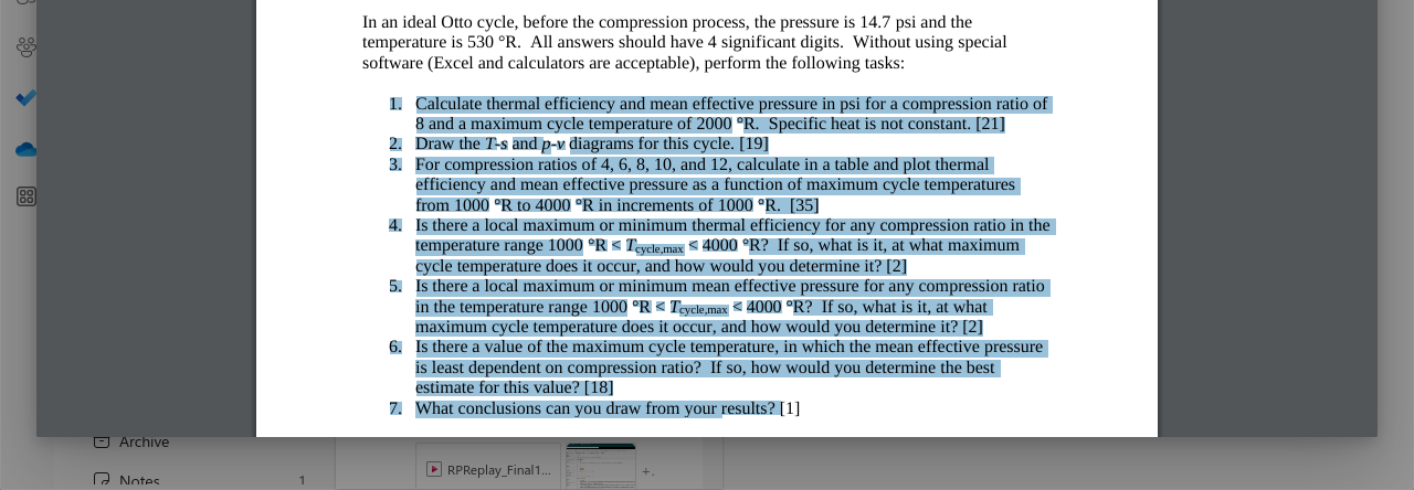 Solved In an ideal Otto cycle, before the compression | Chegg.com