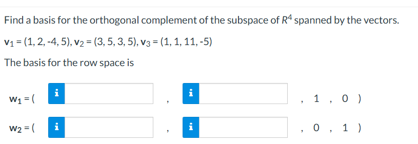 Solved Find a basis for the orthogonal complement of ﻿the | Chegg.com