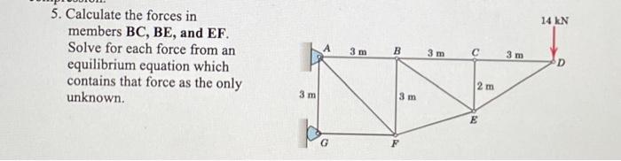 Solved 5. Calculate the forces in members BC, BE, and EF. | Chegg.com