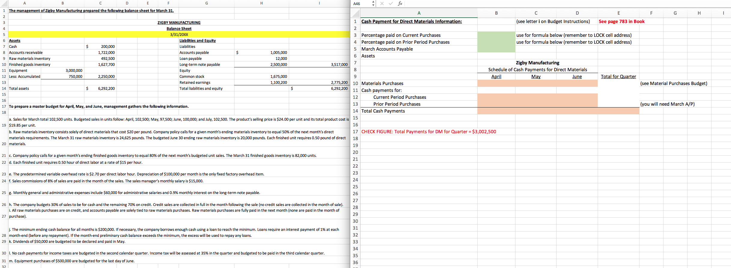 Solved Please include formulas in peach colored cells for | Chegg.com