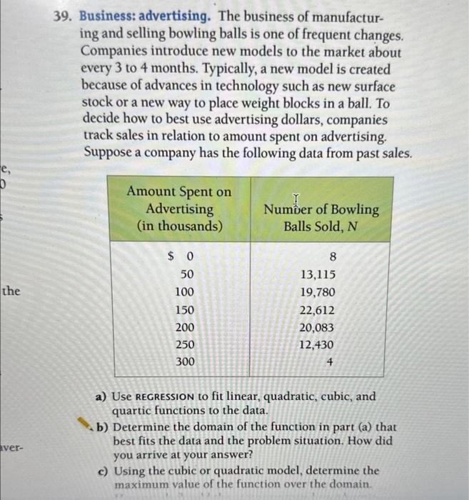 The business of manufacturing and selling bowling | Chegg.com