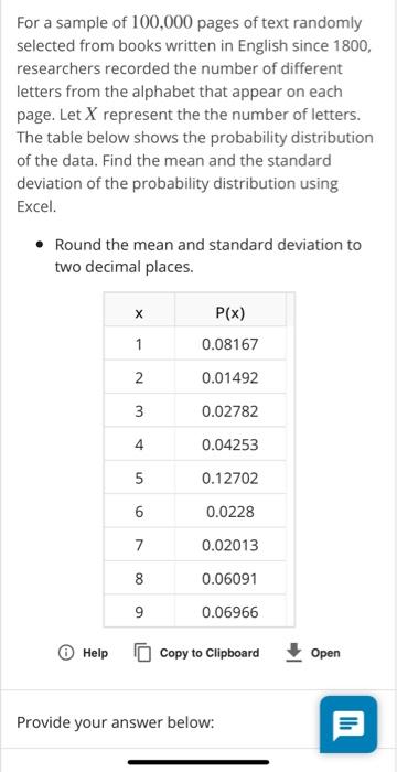 For a sample of 100,000 pages of text randomly | Chegg.com