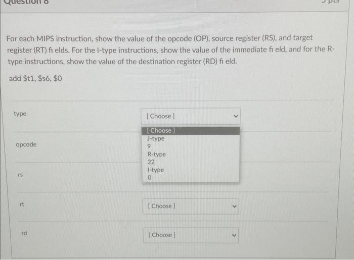 Solved For each MIPS instruction, show the value of the | Chegg.com