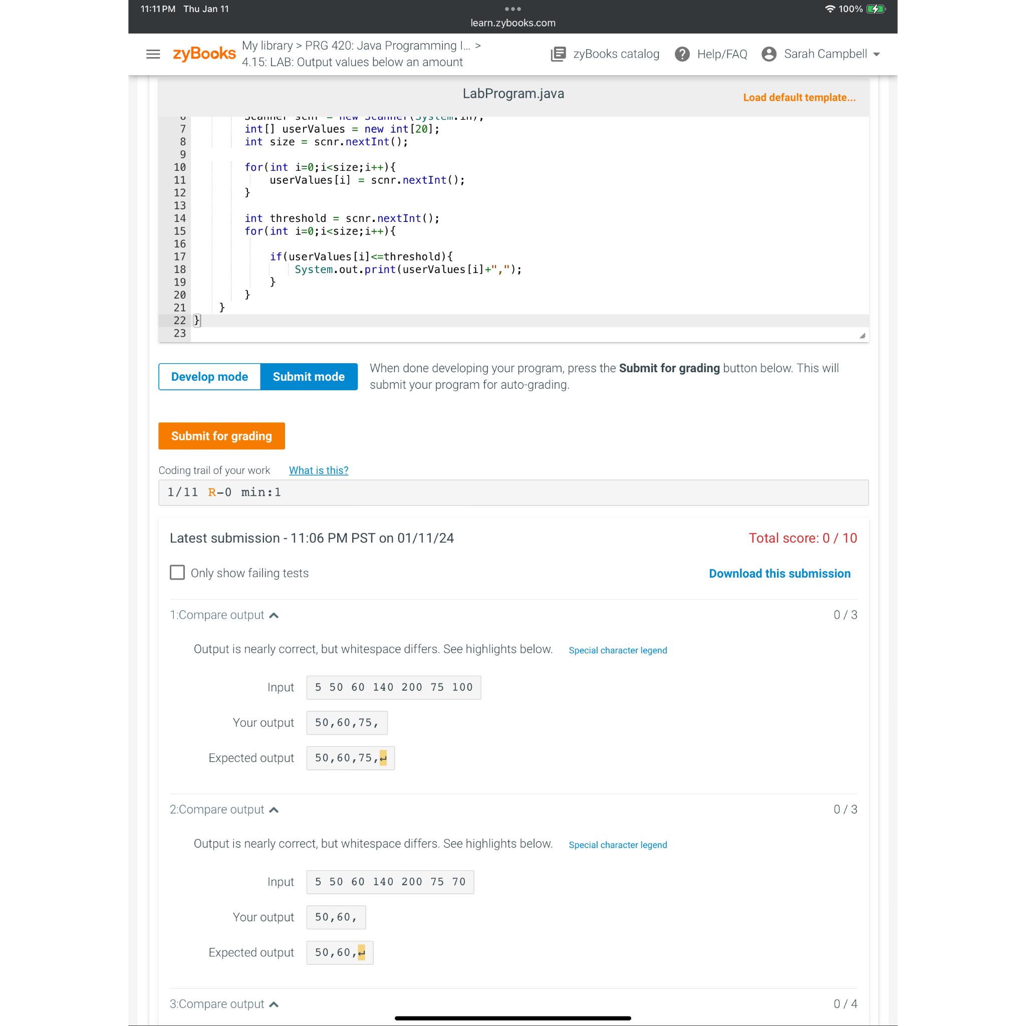 Solved 11:11 ﻿PM Thu Jan 11learn.zybooks.com100% [zyBooks My | Chegg.com