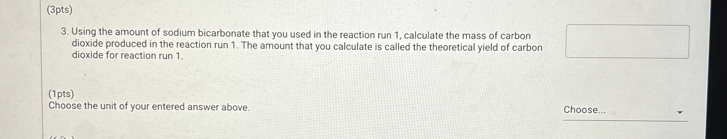 Solved (3pts)Using the amount of sodium bicarbonate that you | Chegg.com