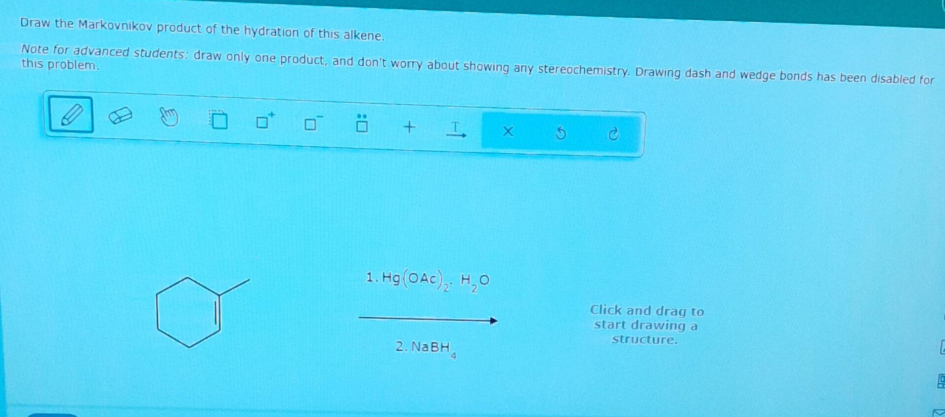 Solved Draw the Markovnikov product of the hydration of this | Chegg.com
