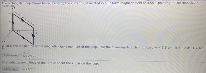 Solved The rectangular loop shown below, carrying the | Chegg.com
