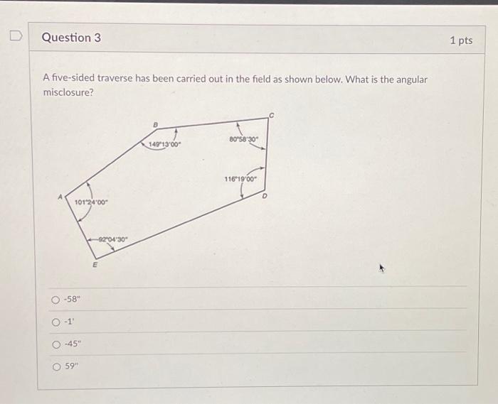 Solved A five-sided traverse has been carried out in the | Chegg.com