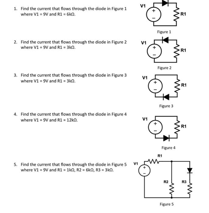 Solved 1. Find the current that flows through the diode in | Chegg.com