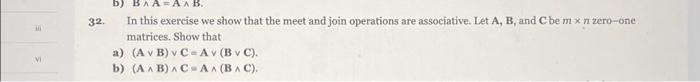 Solved E S. 32. b) BAA = A ^ B. In this exercise we show | Chegg.com