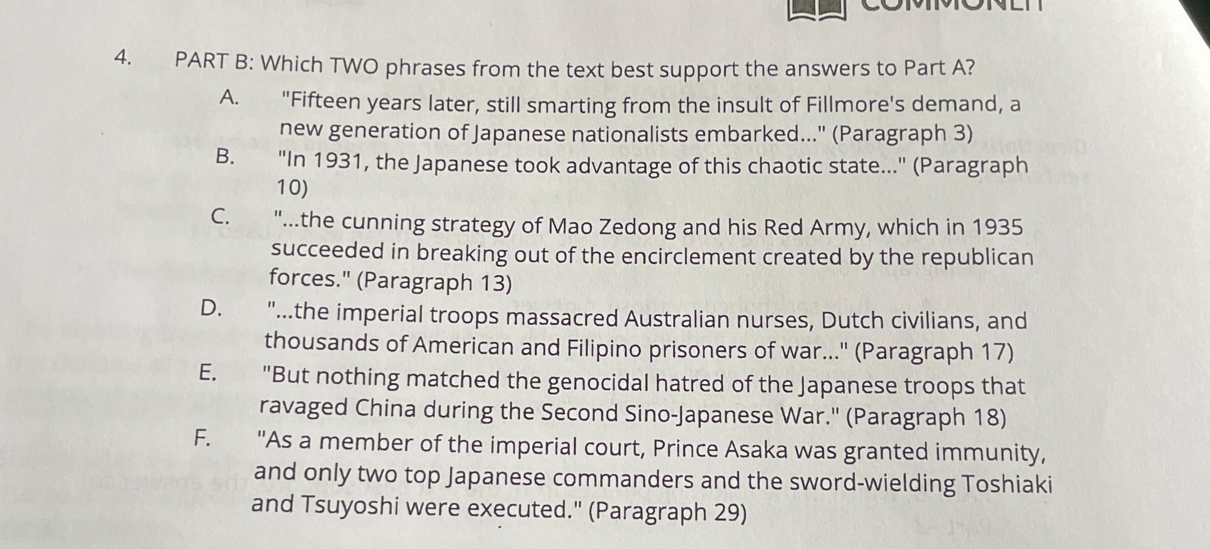 Solved The Rape of Nanking and a Forgotten Genocide PART B: | Chegg.com