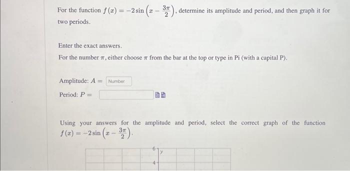 Solved For the function f(x)=−2sin(x−23π), determine its | Chegg.com