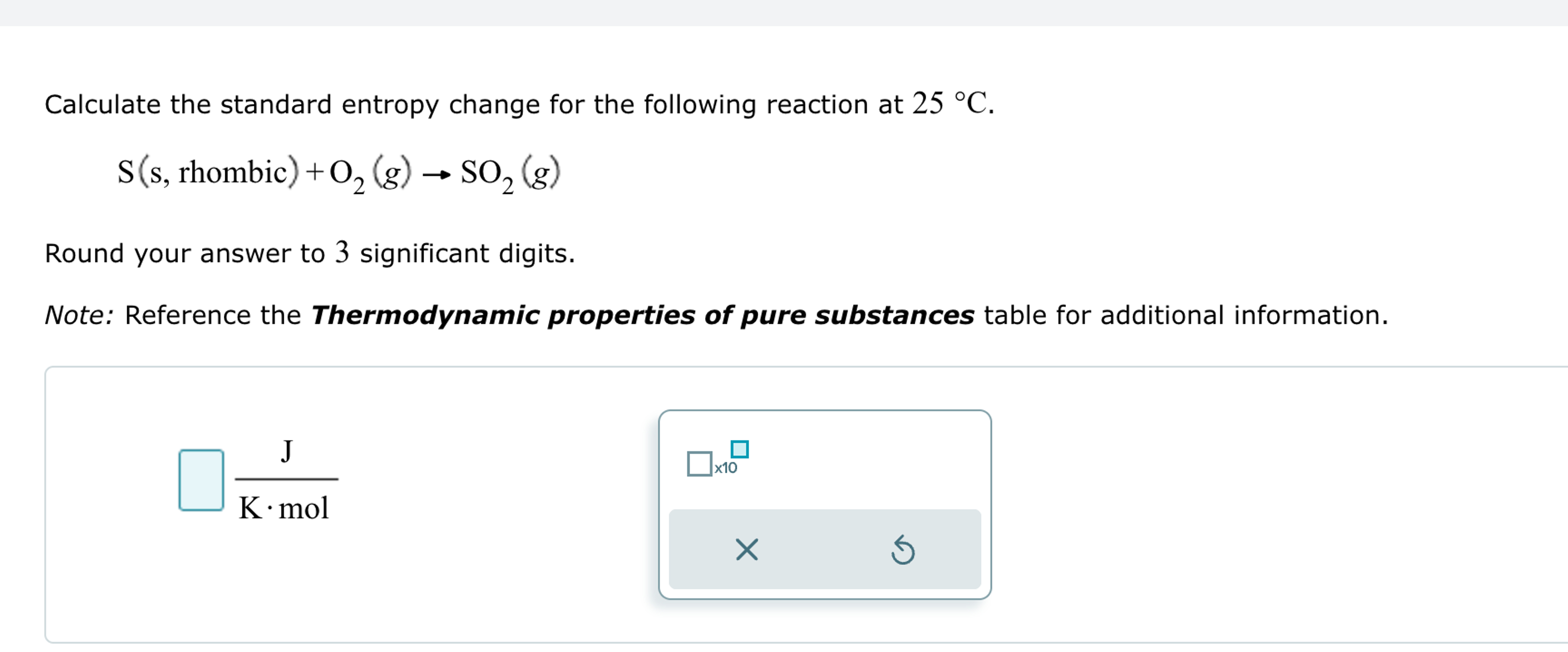 Solved Calculate the standard entropy change for the | Chegg.com