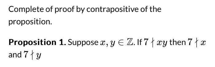 Solved Complete of proof by contrapositive of the | Chegg.com
