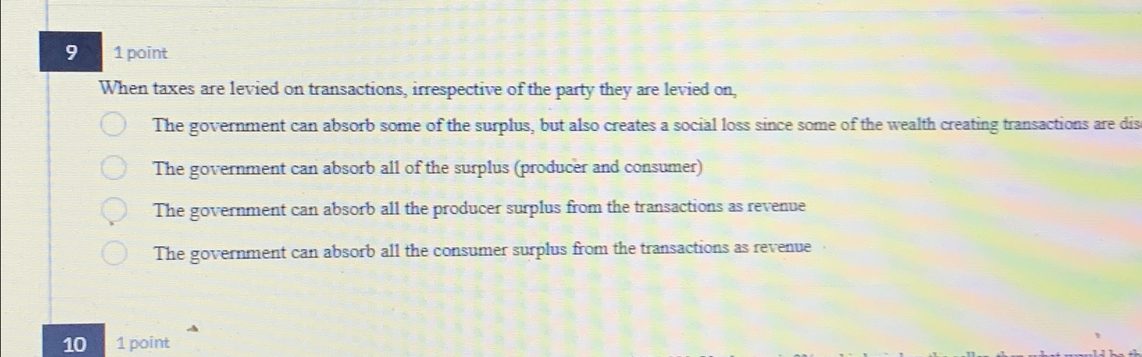 Solved 91 ﻿pointWhen taxes are levied on transactions, | Chegg.com