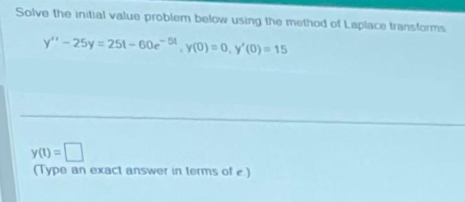 Solved Solve the initial value problem below using the | Chegg.com