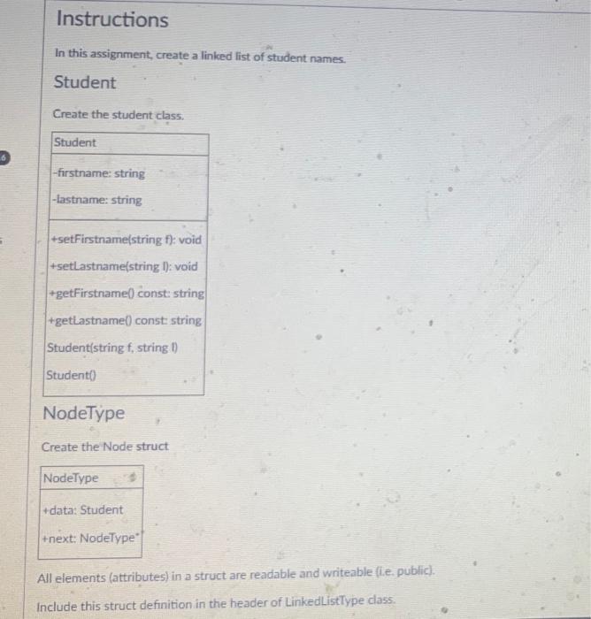 Solved In this assignment, create a liniced list of student | Chegg.com