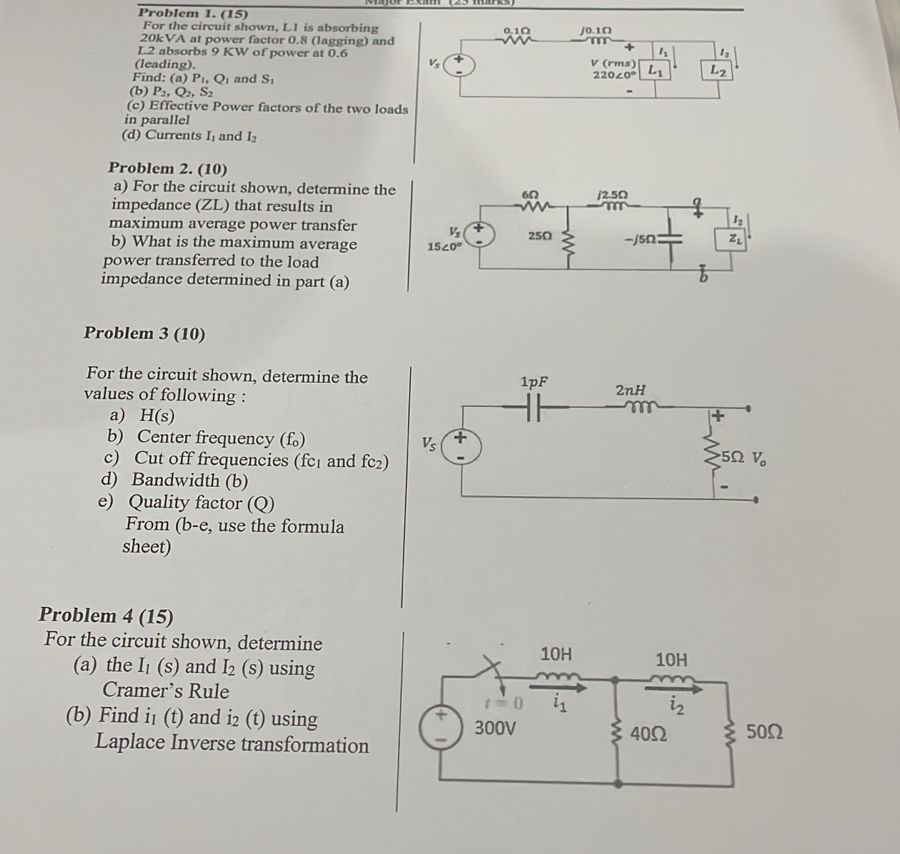 Solved Problem 1. (15)For the circuit shown, LI is absorbing | Chegg.com