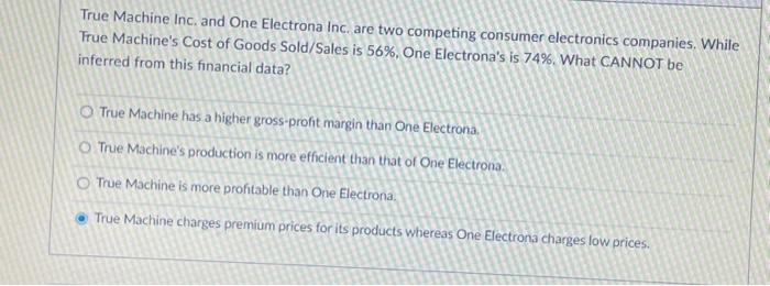 Solved True Machine Inc. and One Electrona Inc. are two | Chegg.com