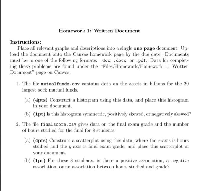 Solved Instructions: Place all relevant graphs and | Chegg.com