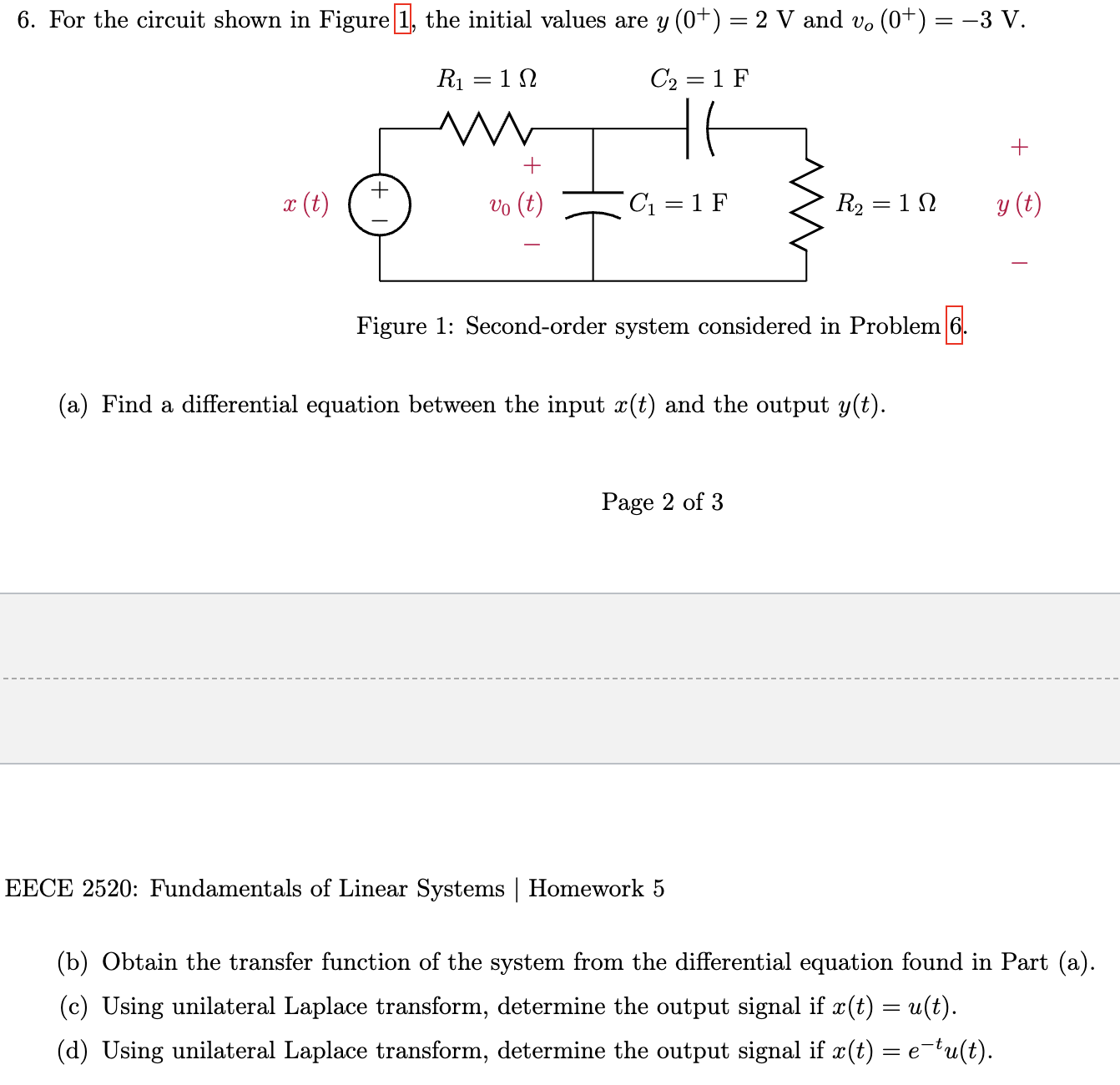 Solved For the circuit shown in Figure 1 , ﻿the initial | Chegg.com