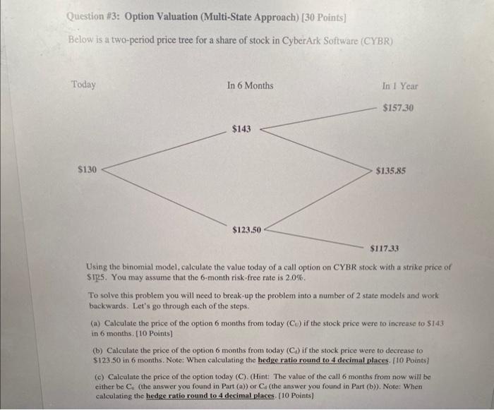 Question "3: Option Valuation (Multi-State Approach) | Chegg.com