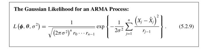Solved The Gaussian Likelihood for an ARMA Process: 71 (X; - | Chegg.com