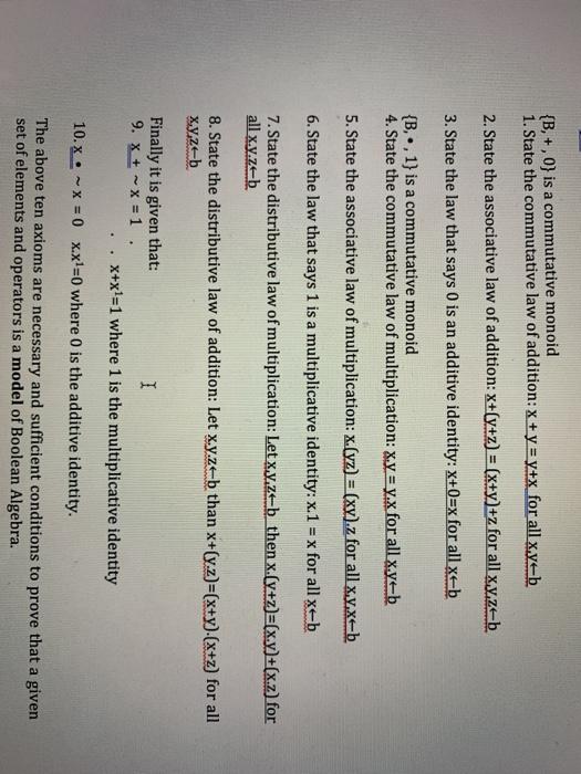 Solved 2. (10 points) Using only the 10 axioms defined above | Chegg.com