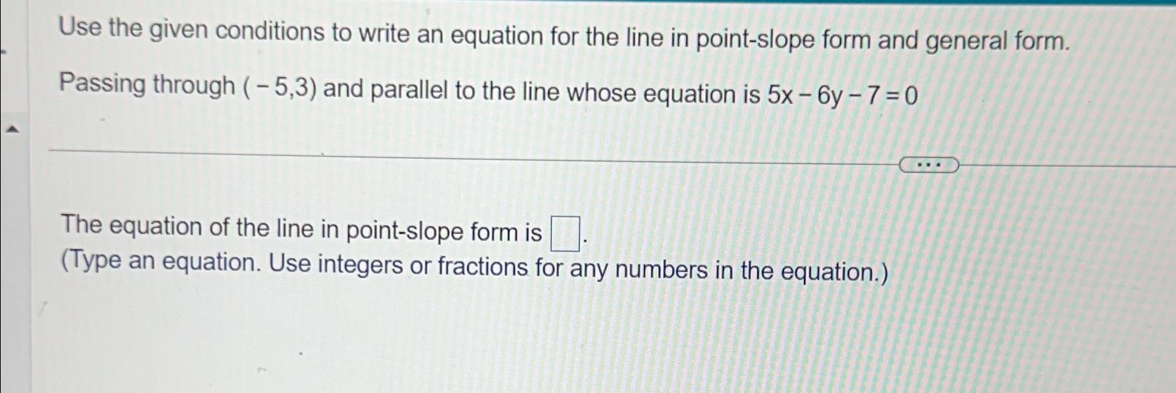 Solved Use the given conditions to write an equation for the | Chegg.com