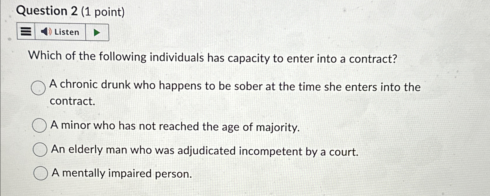 Solved Question 2 (1 ﻿point)ListenWhich of the following | Chegg.com