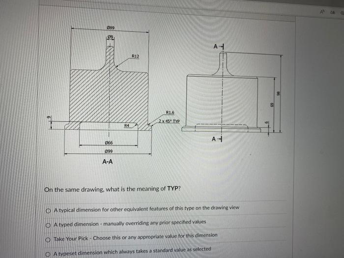 Solved 089 АН R12 R1.6 2 X 459 TYP R4 AH 066 099 A-A On the | Chegg.com