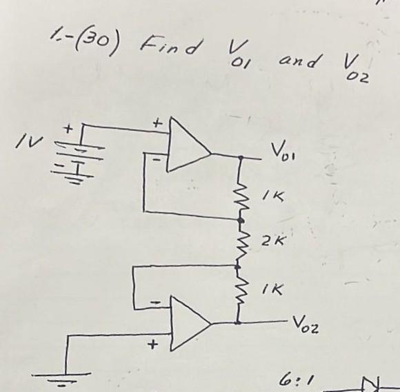 Solved 1−(30) Find V01 and V02 | Chegg.com