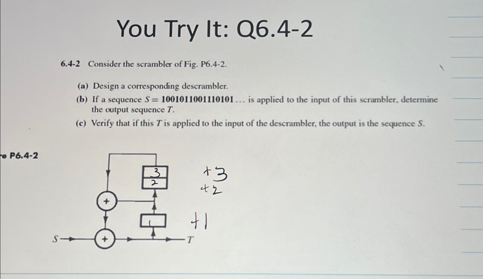 Solved You Try It: Q6.4-26.4-2 ﻿Consider the scrambler of | Chegg.com