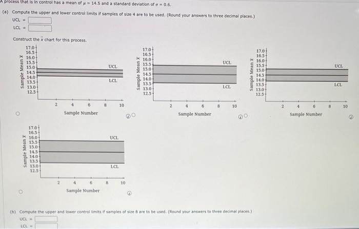 Solved process that is in control has a mean of μ=14.5 and a | Chegg.com
