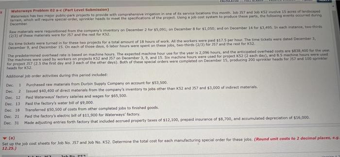 Solved CALCIATON UL Waterways Problem 02 - (Part Level | Chegg.com