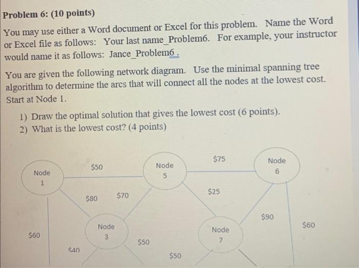 Solved Problem 6: (10 points) You may use either a Word | Chegg.com