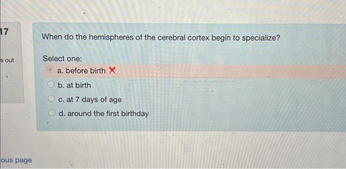 Solved When do the hemispheres of the cerebral cortex begin | Chegg.com