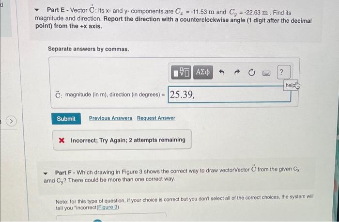 Solved Part E - Vector C : its x - and y - components.are | Chegg.com