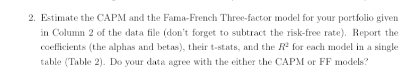2 Estimate The Capm And The Fama French Three Factor