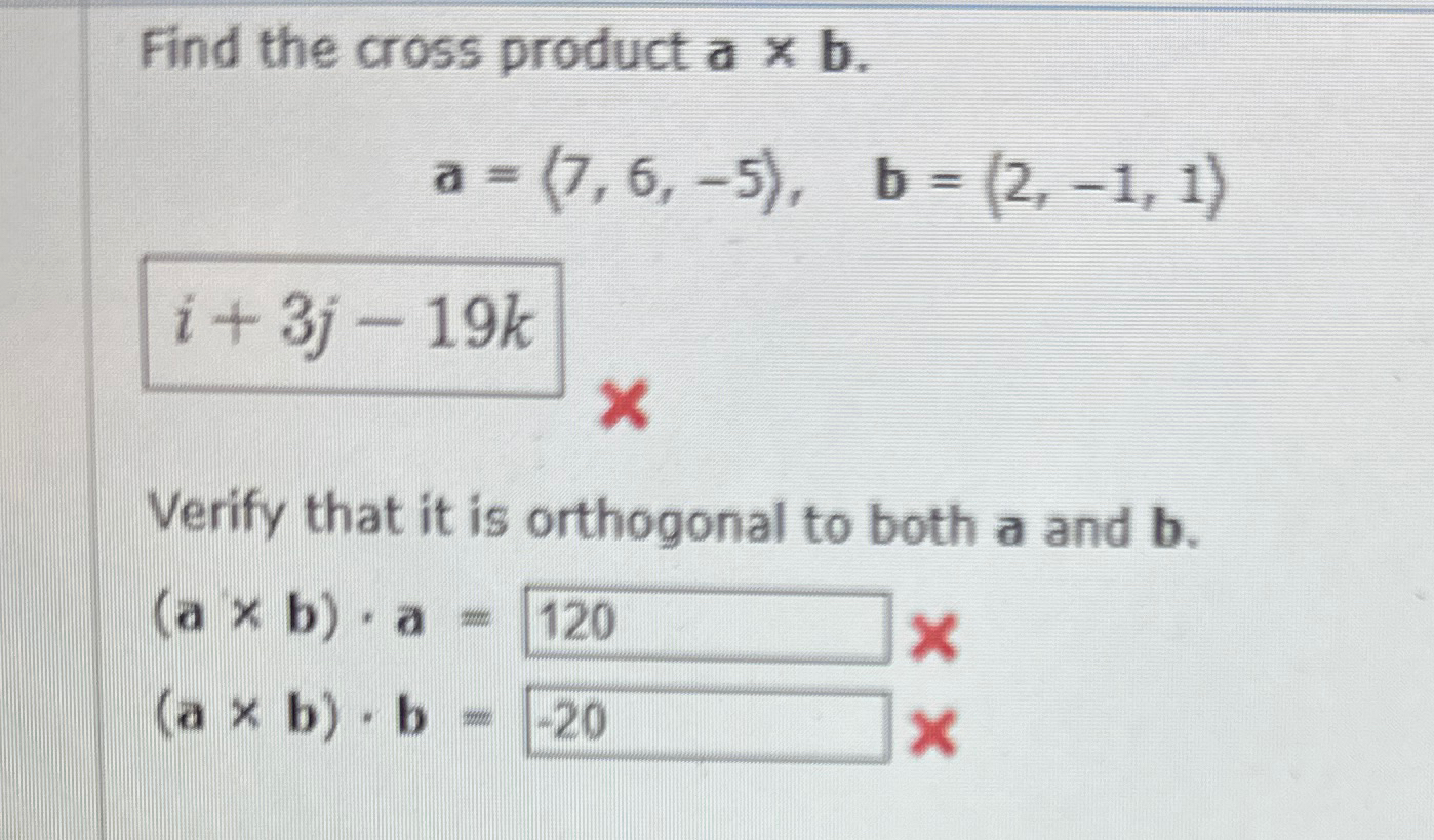 Solved Find the cross product | Chegg.com