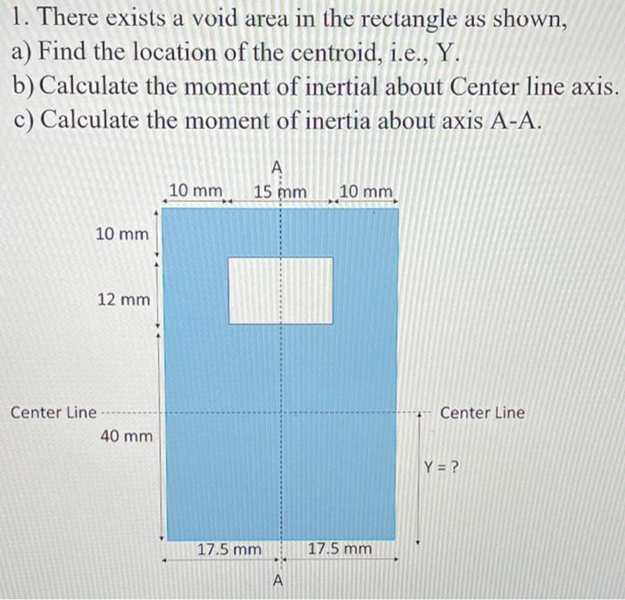 Solved 1. There exists a void area in the rectangle as | Chegg.com