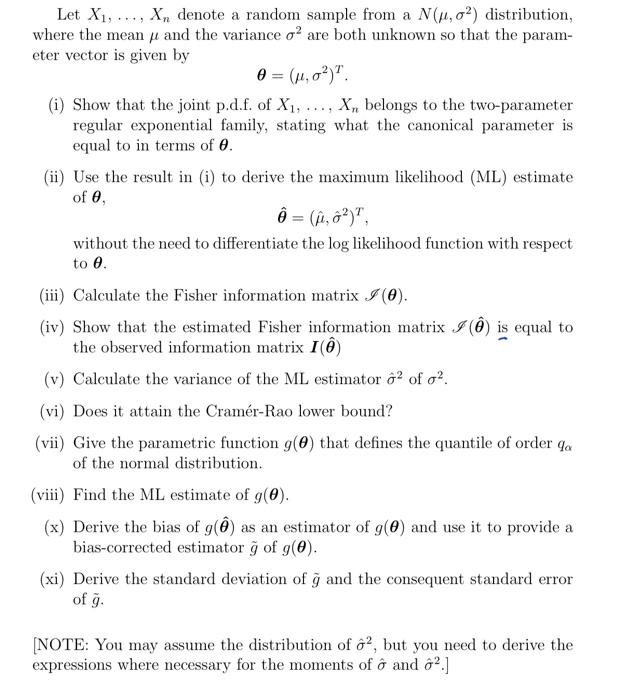 Solved Let \\( X_{1}, \\ldots, X_{n} \\) denote a random | Chegg.com