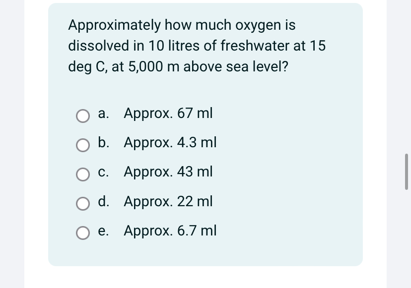 Solved Approximately how much oxygen is dissolved in 10 | Chegg.com