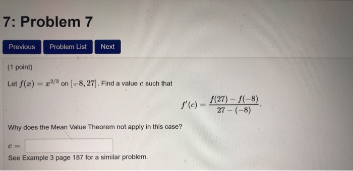 Solved 7: Problem 7 Previous Problem List Next (1 point) Let | Chegg.com