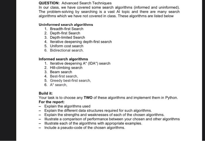 Solved Please Choose Any Two Of These Algorithms And 