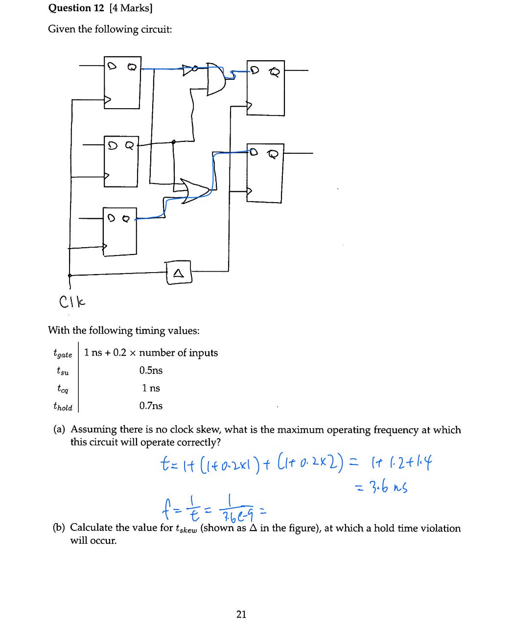 Solved Question 12 [4 ﻿Marks]Given the following | Chegg.com